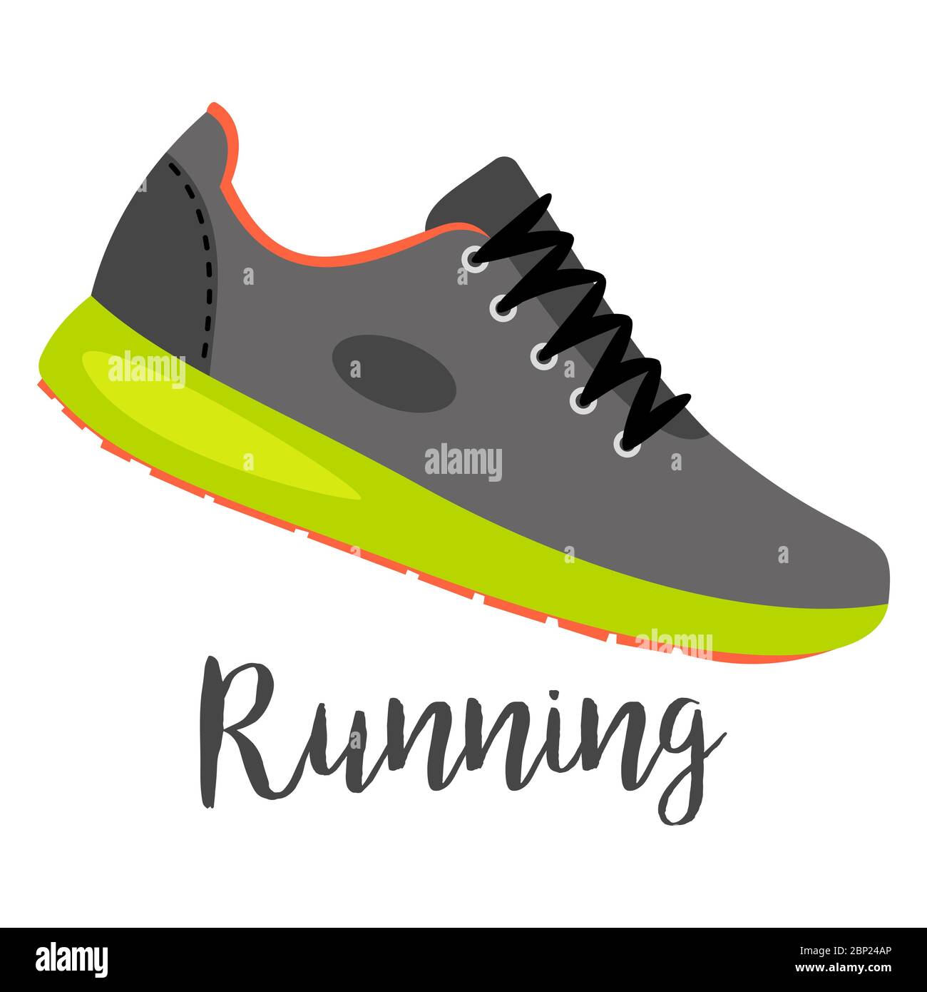 Shoes with text running isolated on the white background, vector ...
