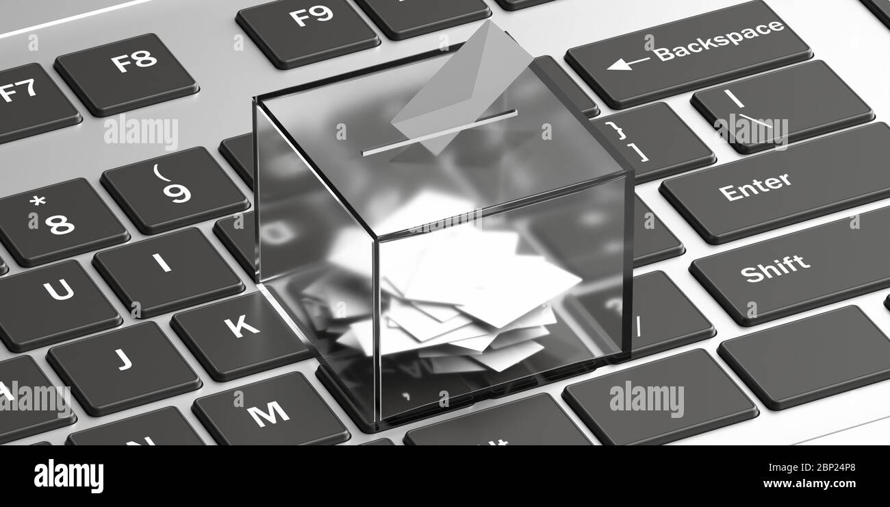 Online election, digital voting concept. Envelope in glass ballot box ...