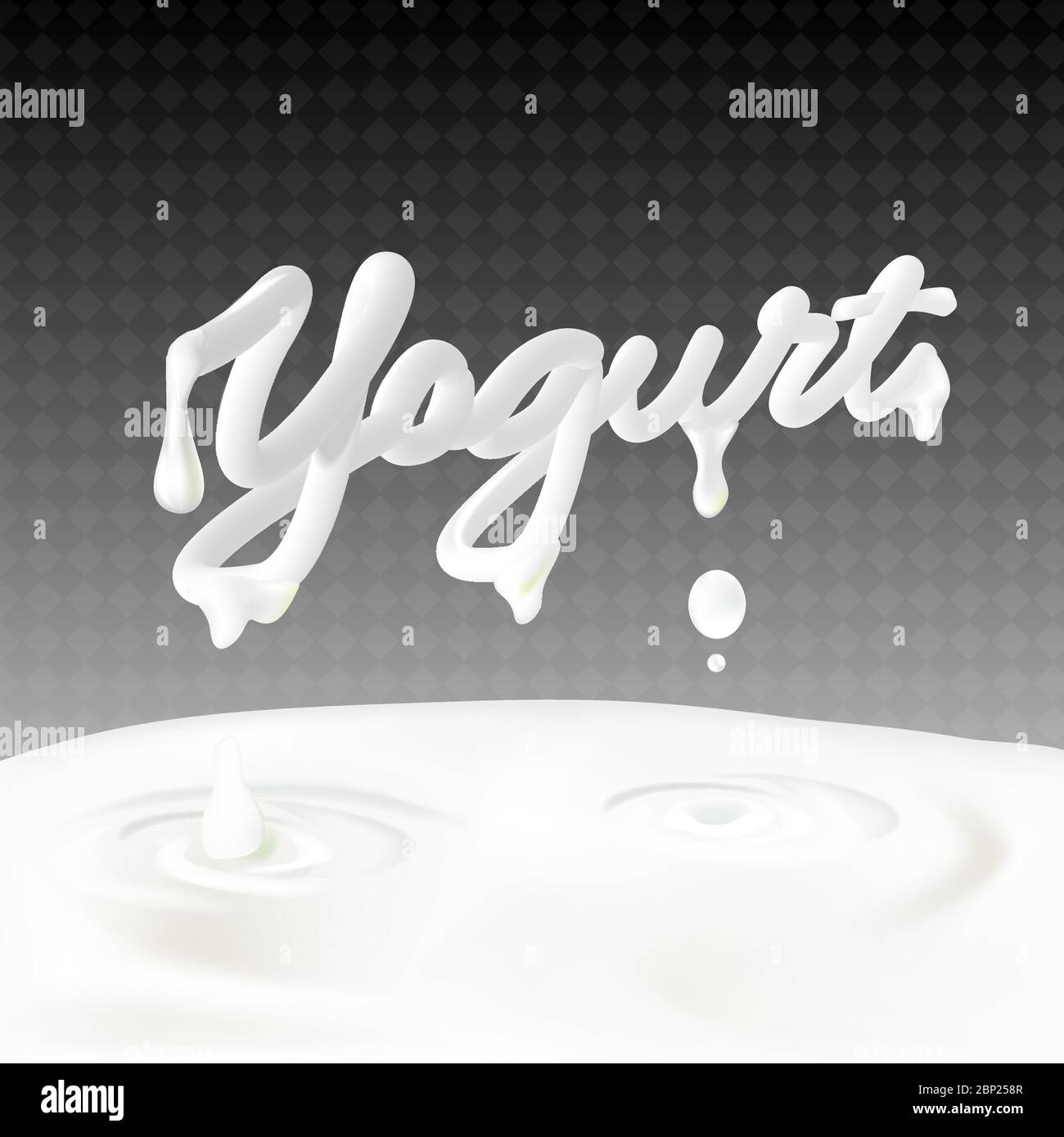 Yogurt. Realistic yogurt lettering. On a transparent background. Vector ...