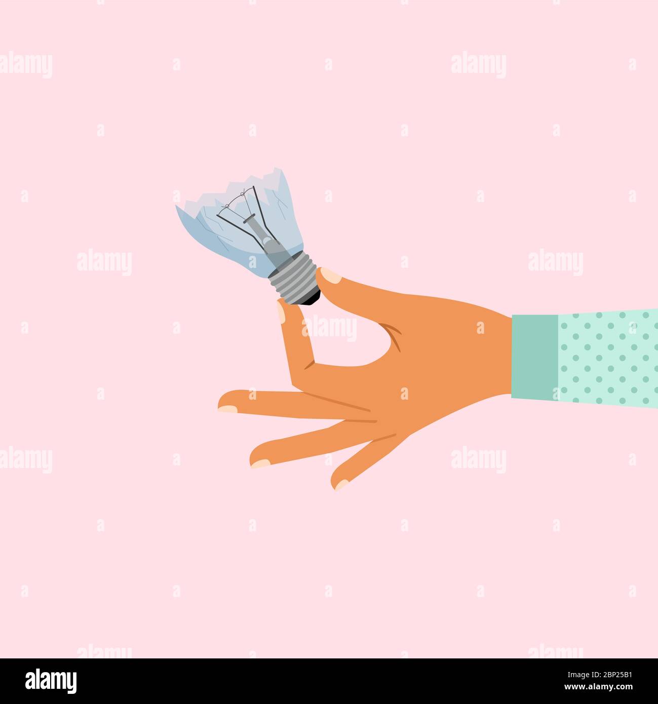 Woman hand holding broken light bulb vector illustration Stock Vector ...