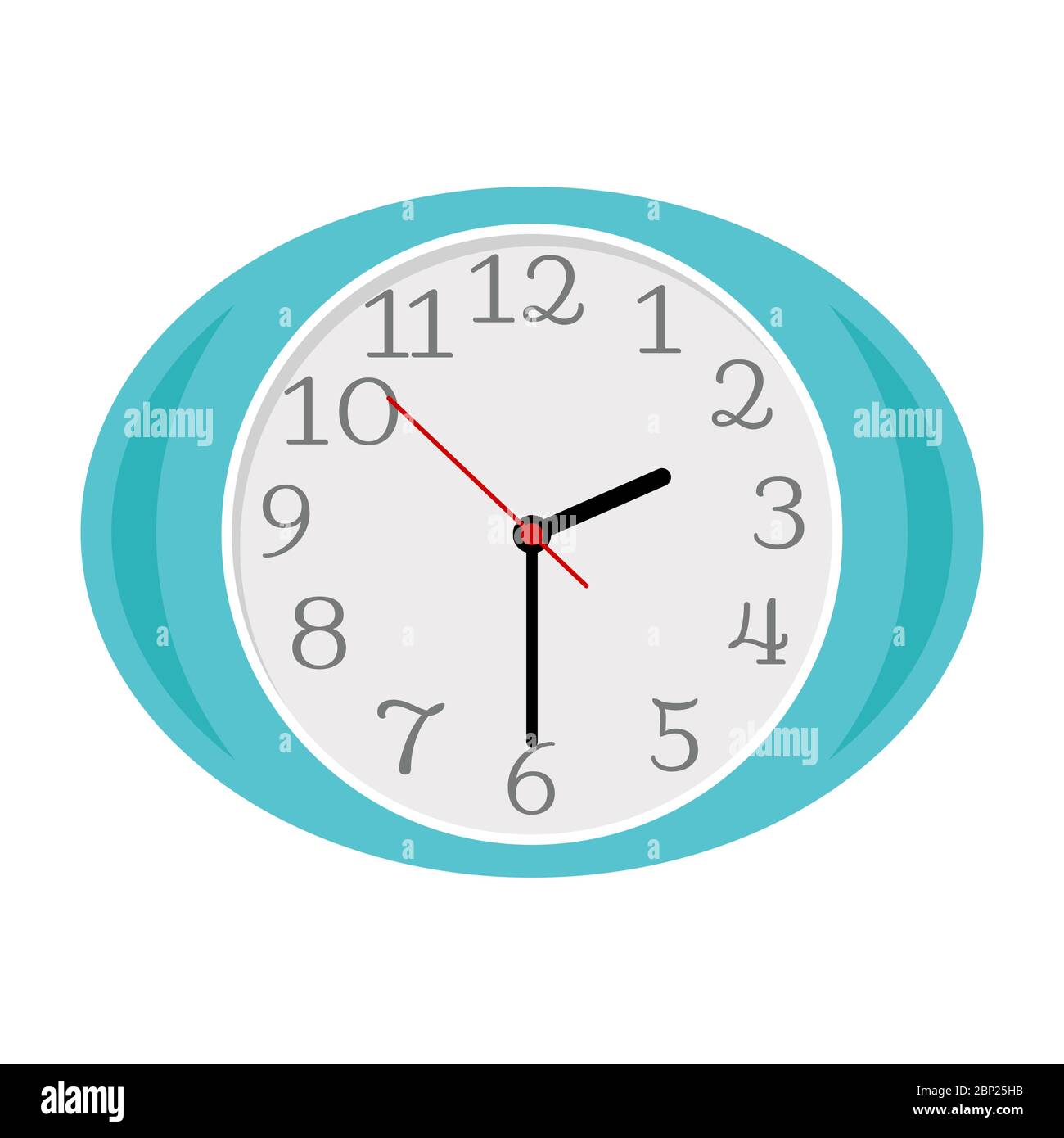 Blue oval clock isolated on white background, vector illustration Stock ...
