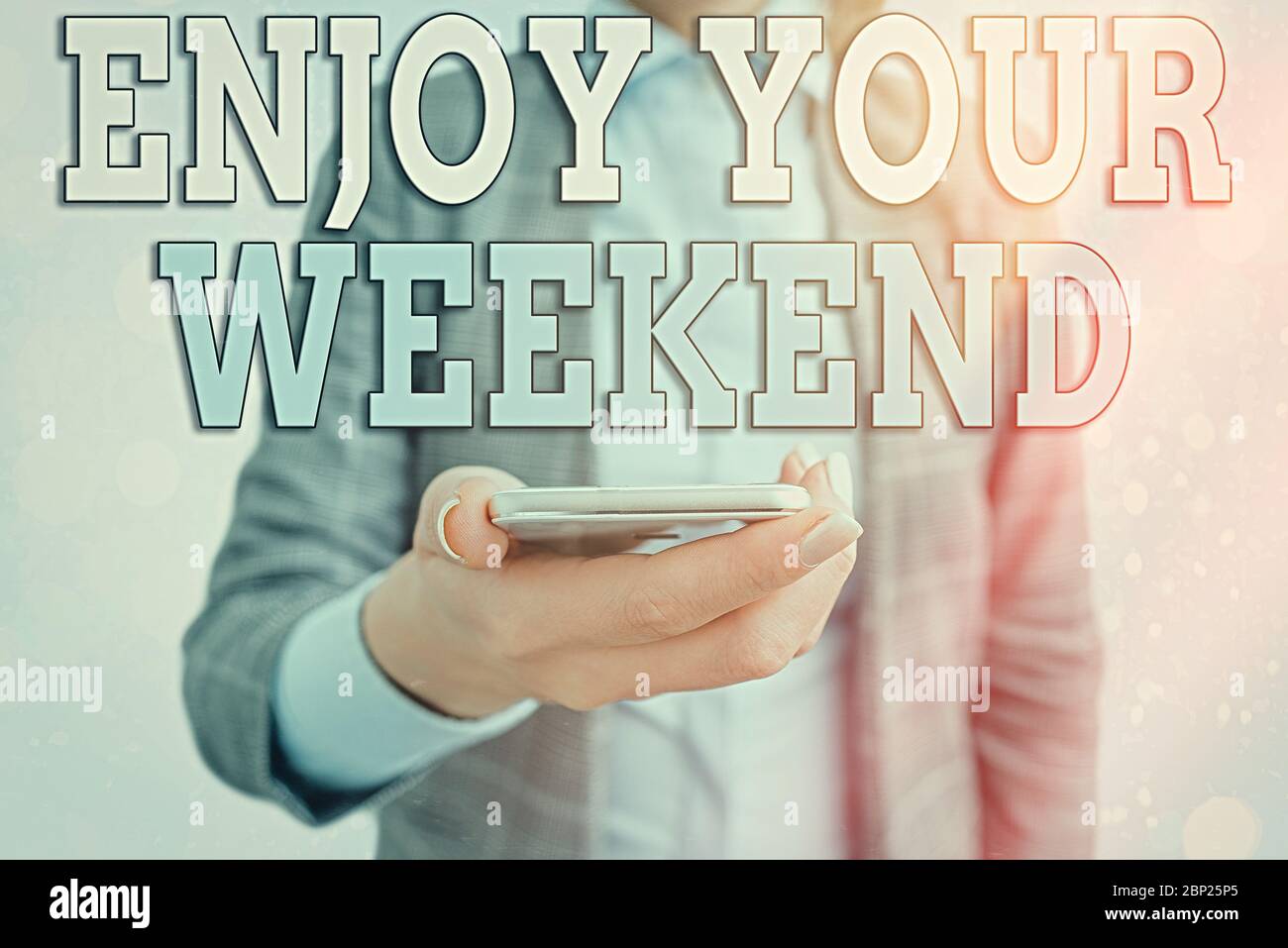 Conceptual hand writing showing Enjoy Your Weekend. Concept meaning ...