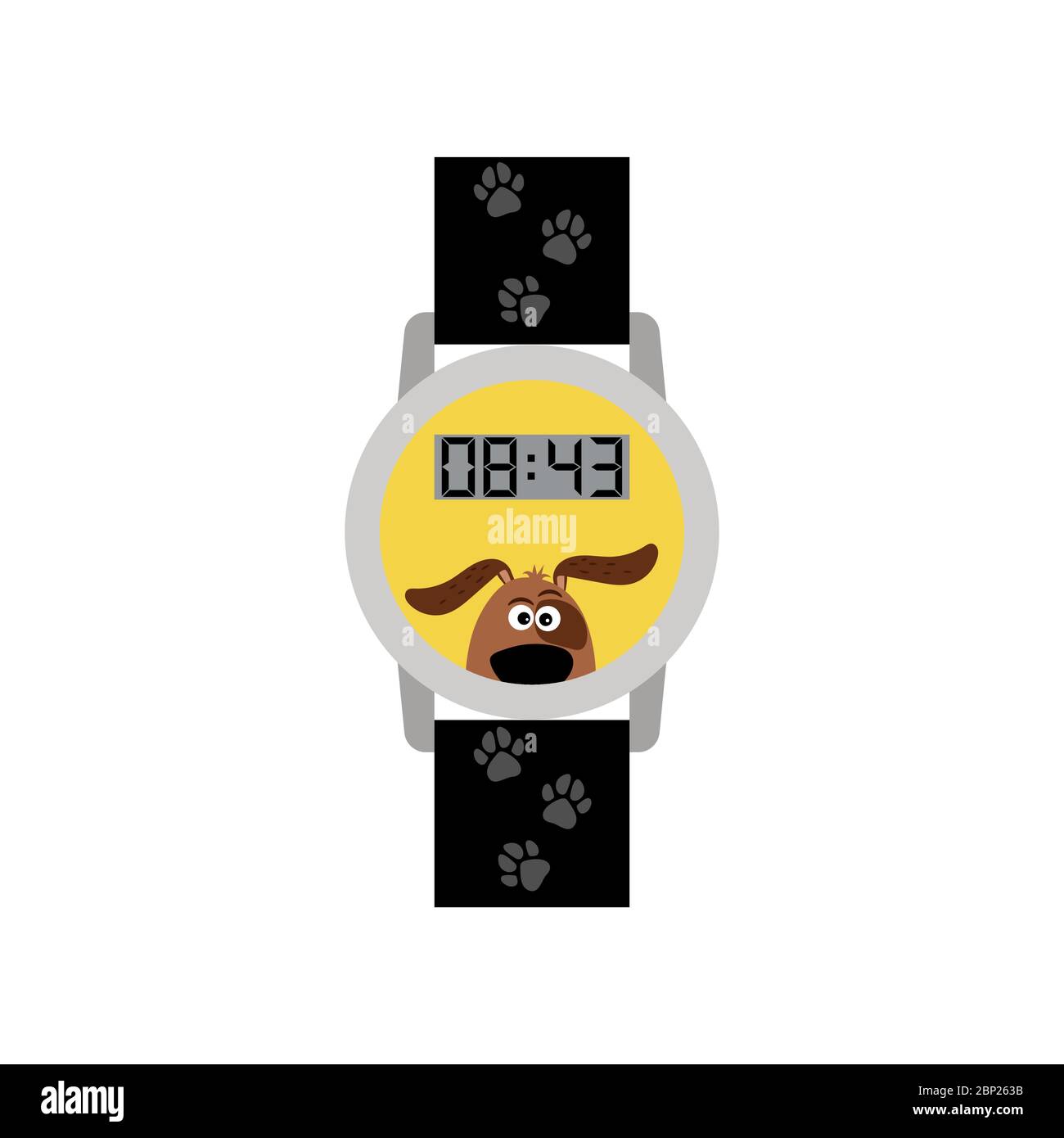 Blue digital hands watch for boy with funny dog isolated vector ...