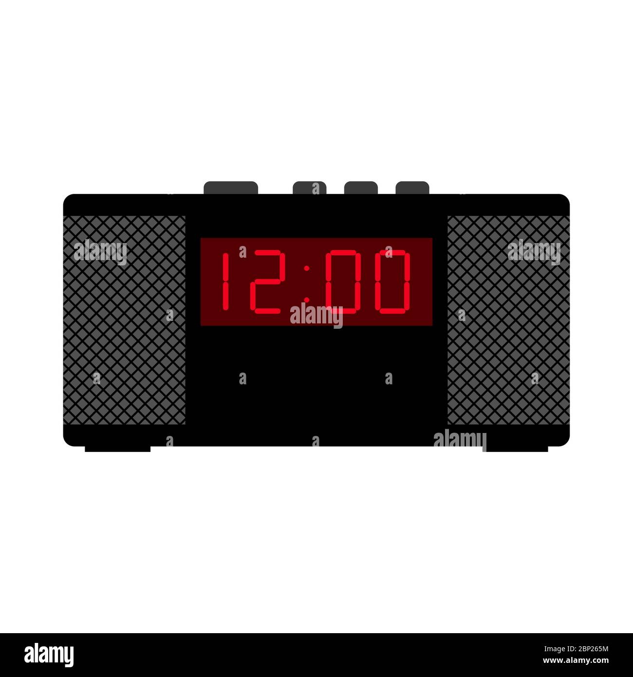Black alarm clock, vector isolated illustration on white background ...
