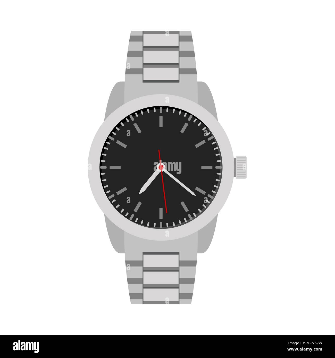 Classical grey hands watch for man, vector isolated illustration Stock ...