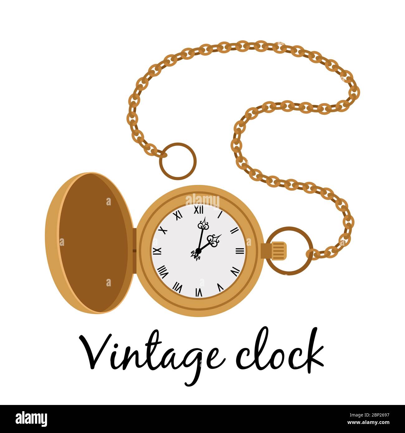 Vintage gold hands watch isolated on white background, vector ...