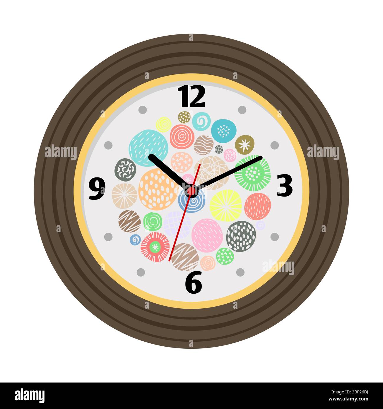 Wall clock with artistic background isolated vector illustration Stock ...
