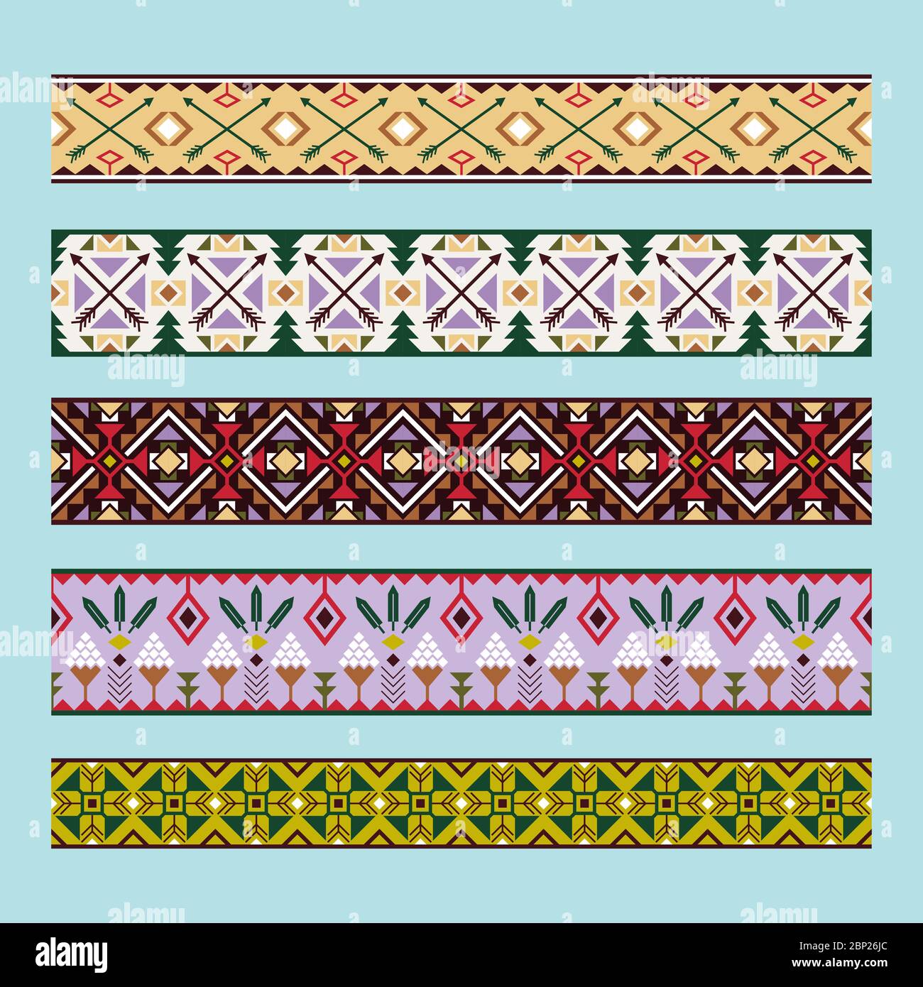 Ethnic pattern colorful ribbons design. Vector decorative elements set ...