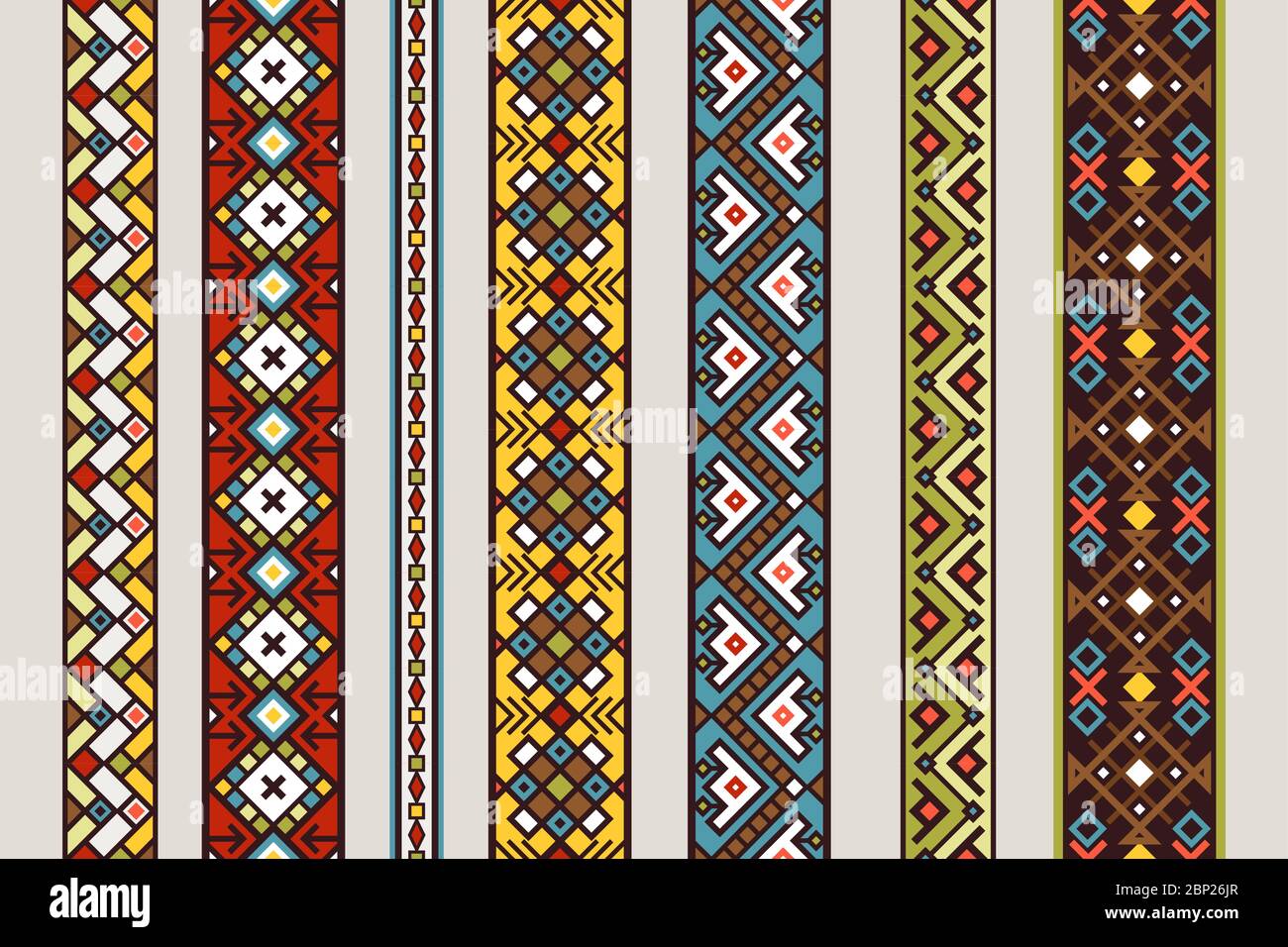 Ethnic ribbon patterns. Vector mexican or tibetan seamless ribbon ...