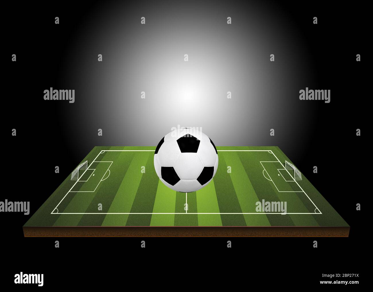 Digital illustration of football, soccer ball on abstract field in ...