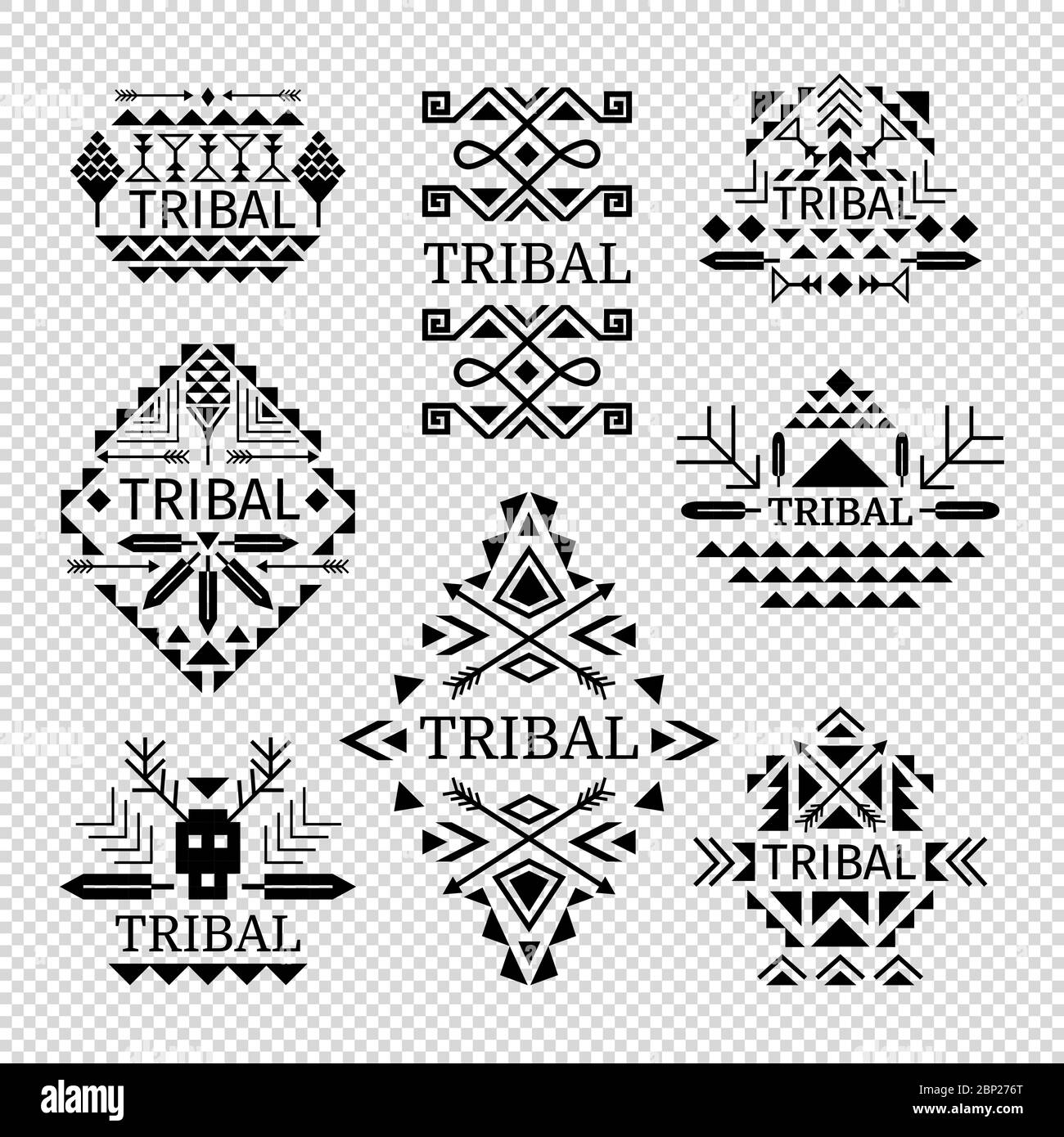 Tribal logos set in black color, vector illustration Stock Vector Image ...