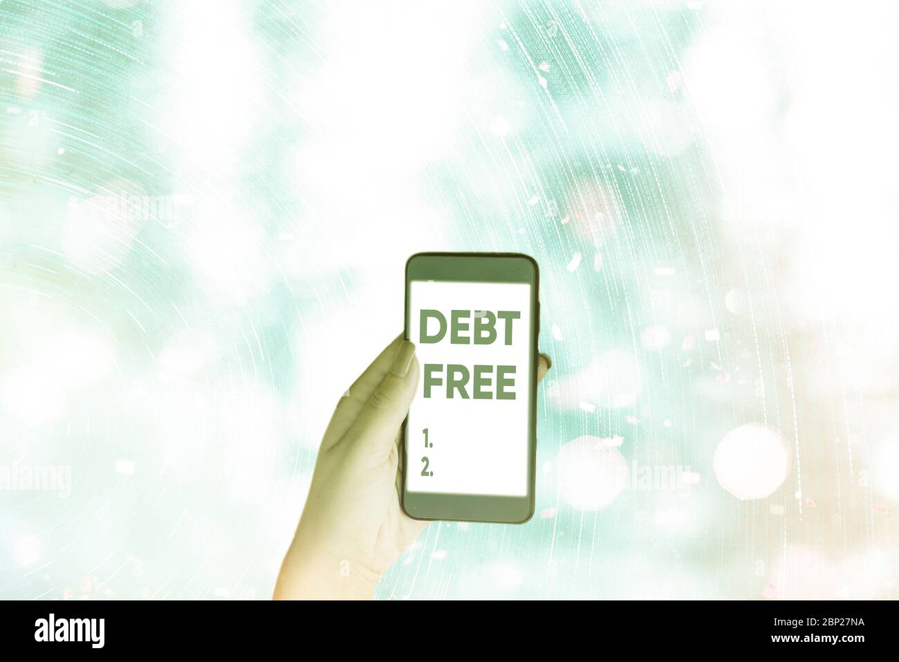 Conceptual hand writing showing Debt Free. Concept meaning does not ...