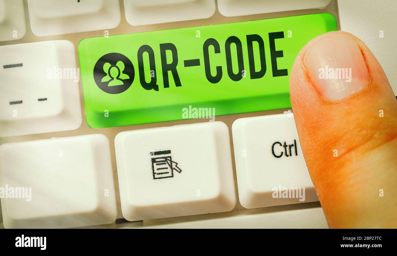 Writing note showing Qr Code. Business concept for the trademark for a ...