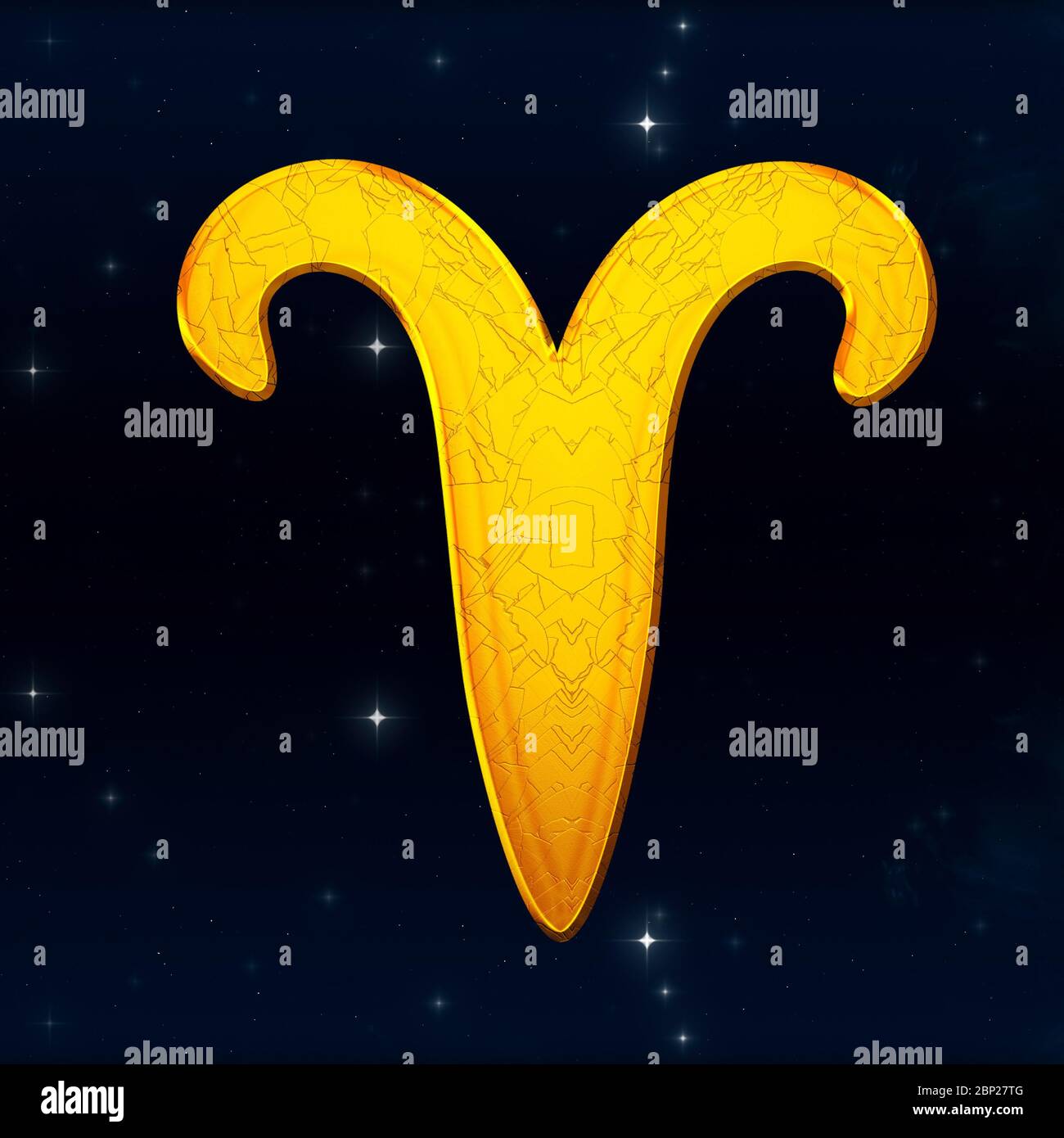 Decorative golden astrological zodiac symbol aries illustration Stock ...