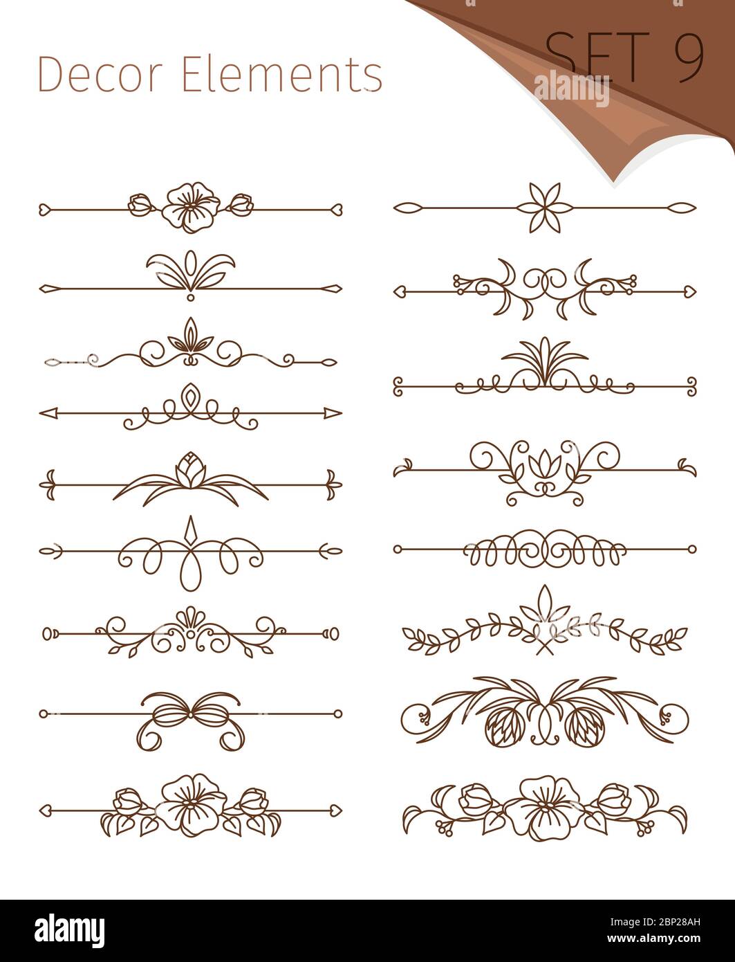 Ornate dividers. Vector retro floral design line separator border ...
