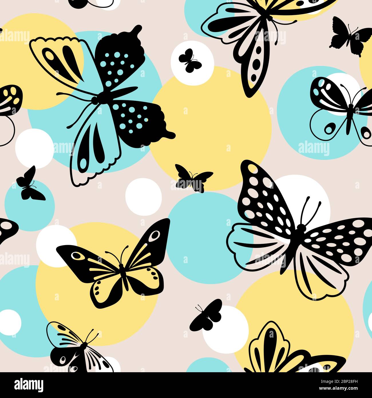 Color butterflies pattern. Polka dot and butterfly flight bright color ...