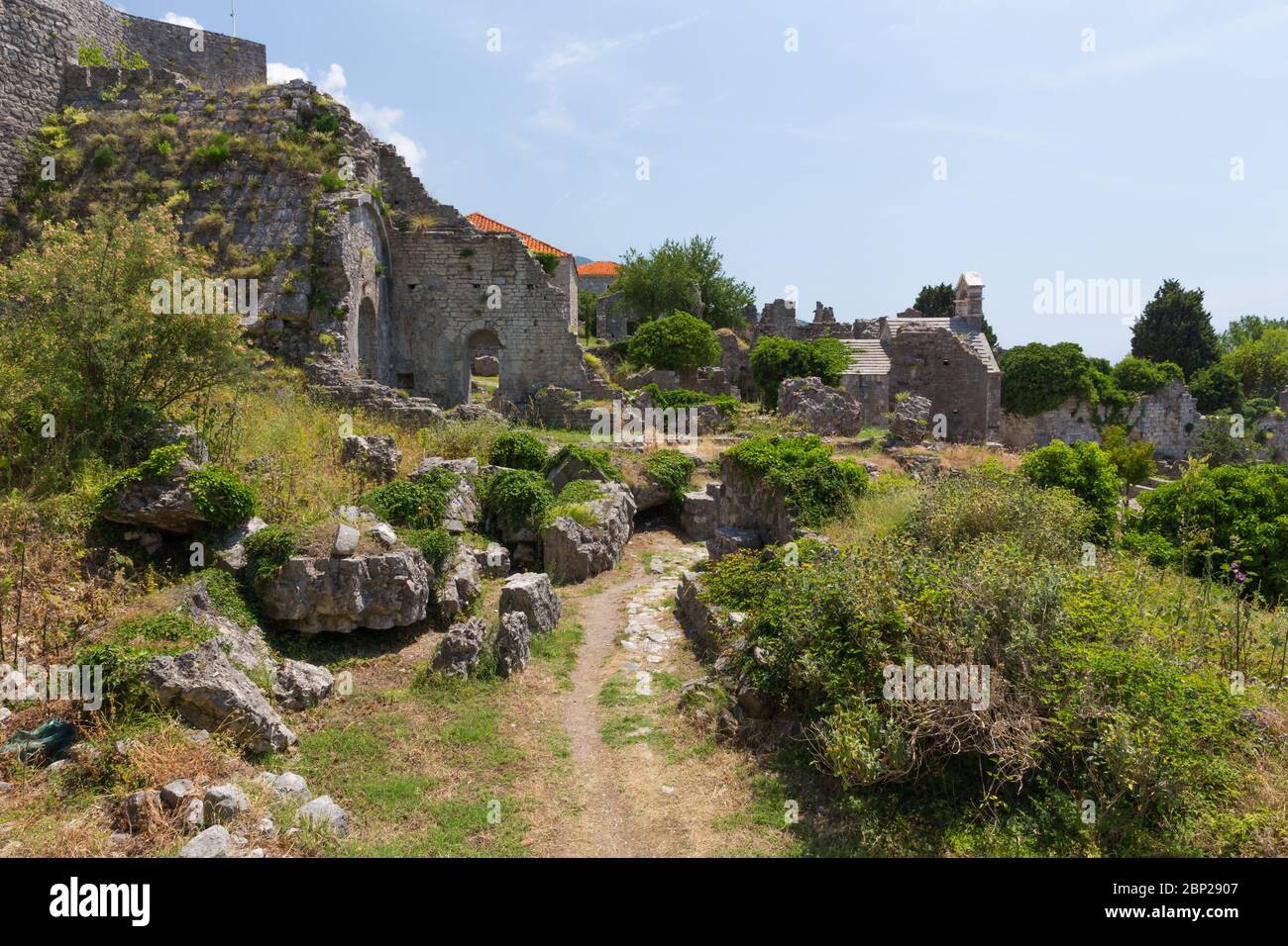 Ruins of Stari Bar, the old town of Bar, ancient fortress in Montenegro ...