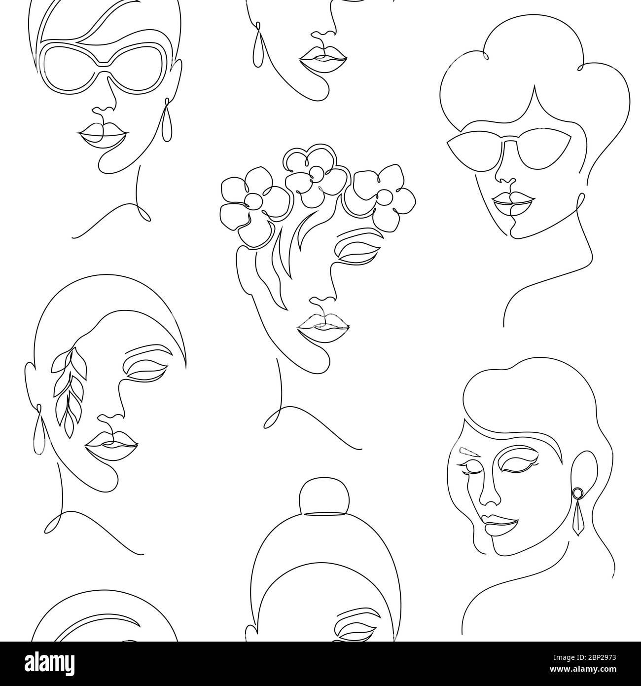 pattern with woman faces Stock Vector Image & Art - Alamy