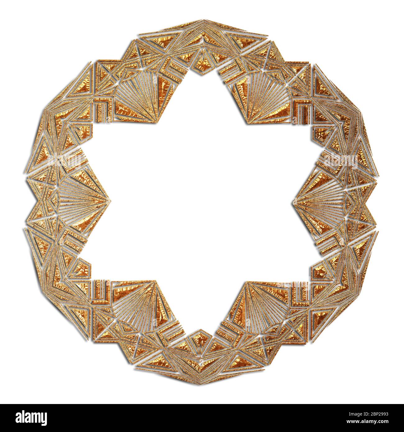 Decorative golden geometric round ornament, retro art deco style design ...