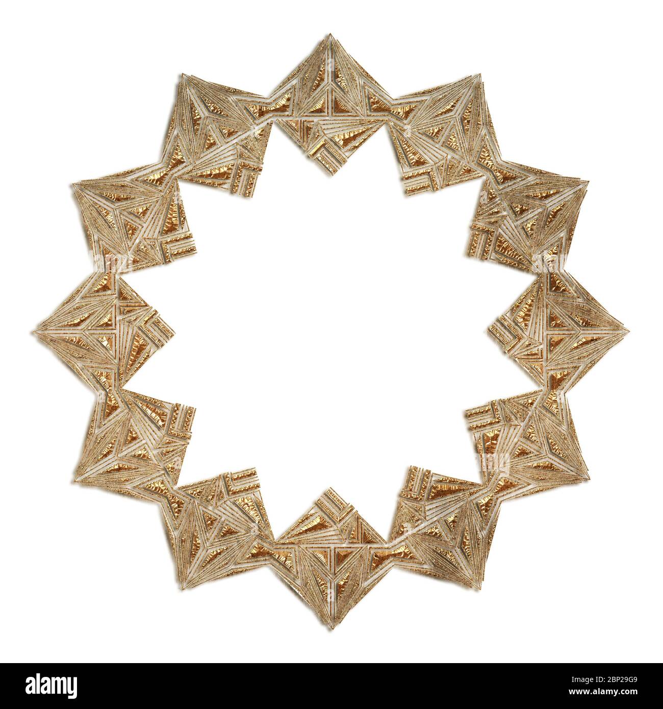 Decorative golden geometric round ornament, retro art deco style design ...