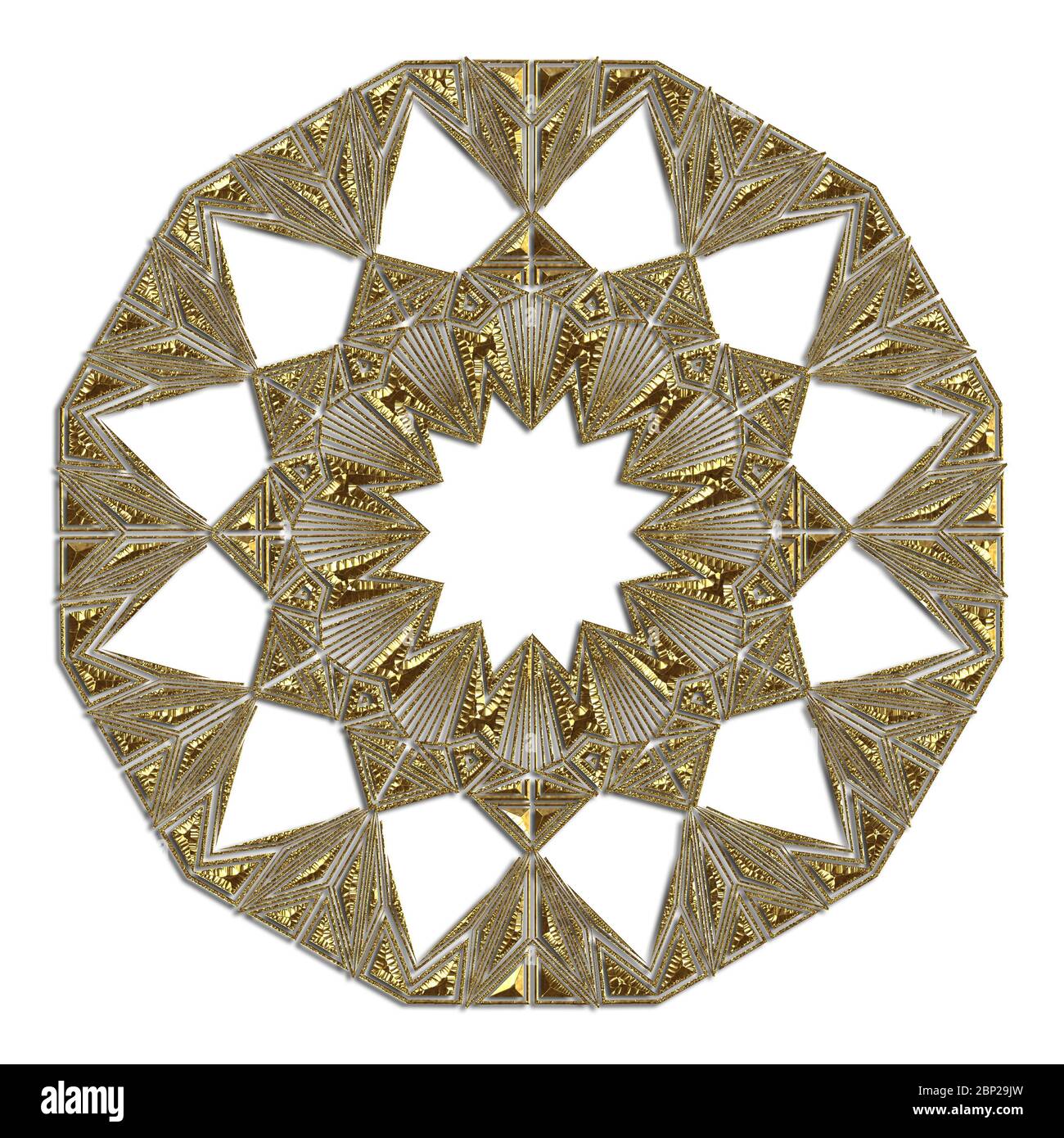 Decorative golden geometric round ornament, retro art deco style design ...