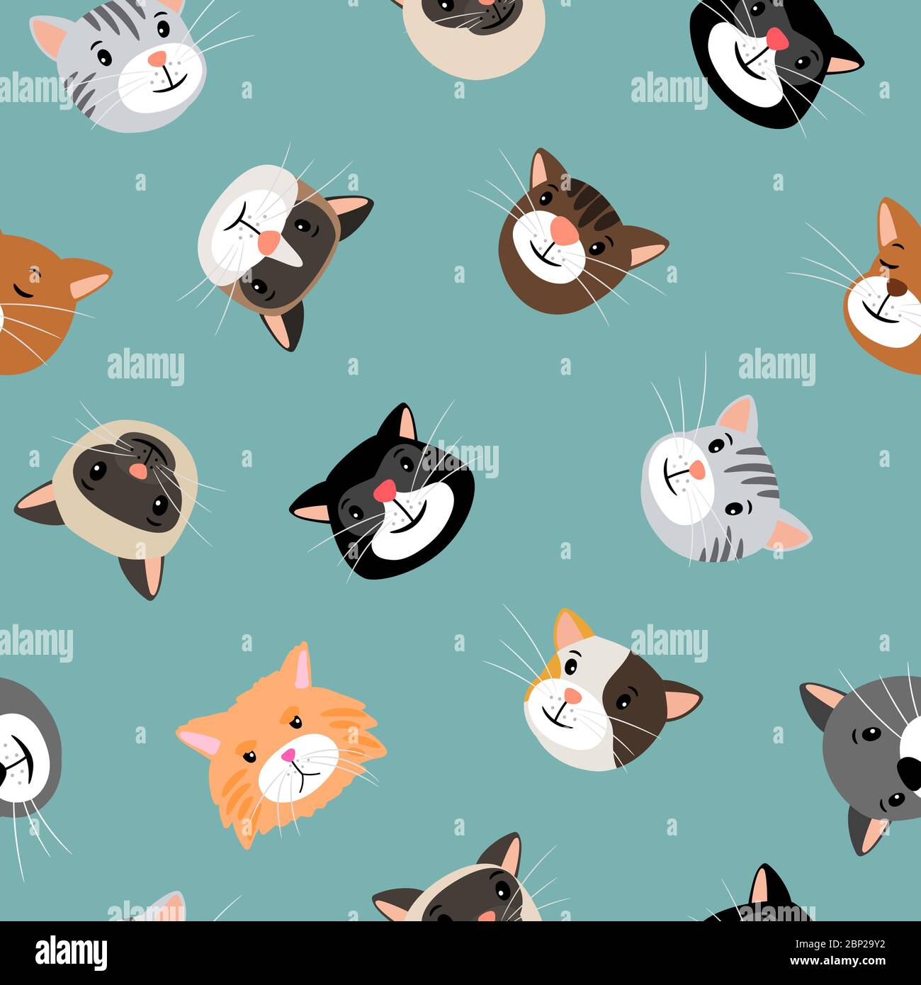 Cats heads pattern. Cat seamless texture print vector illustration ...