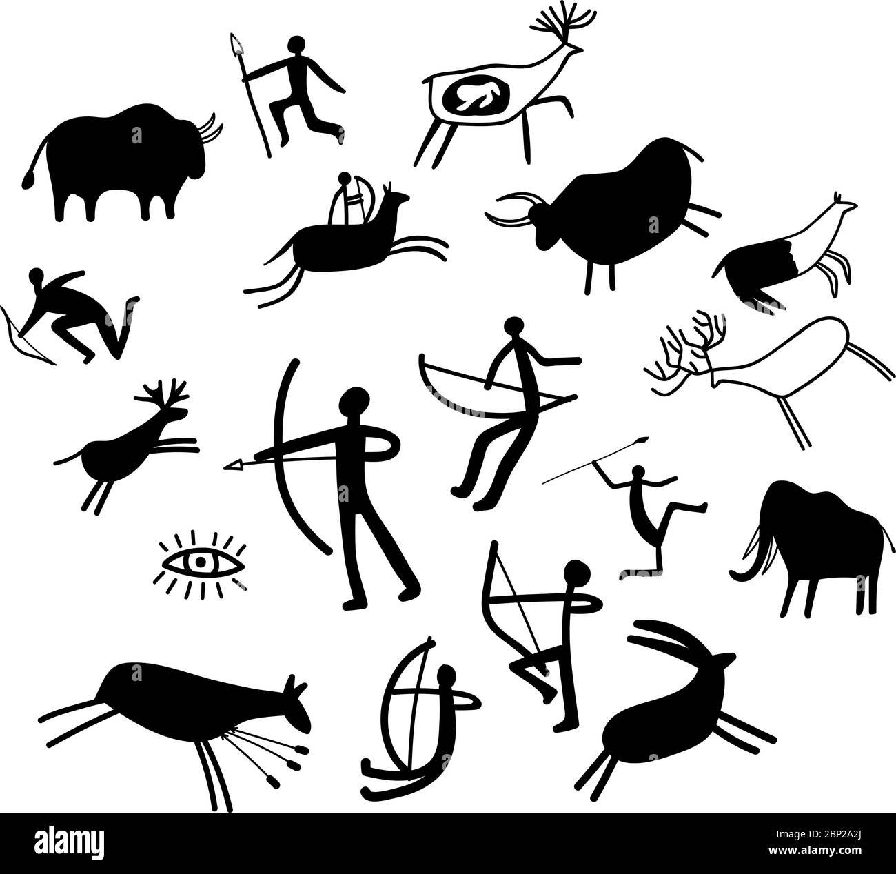 Cave painting. Stone paintings vector illustration, cave wall ancient ... Cave painting. Stone paintings vector illustration, cave wall ancient ...