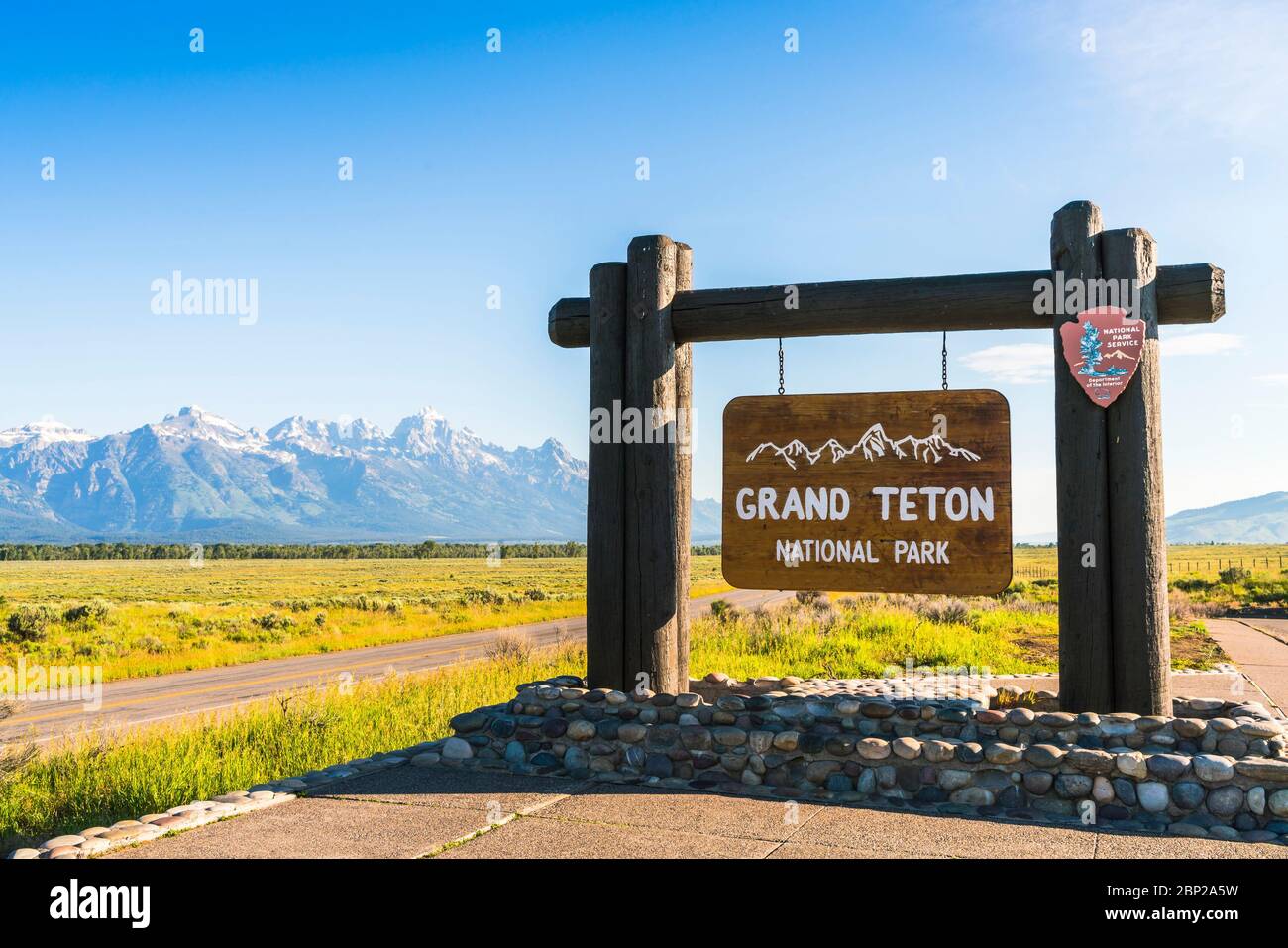 grand teton sign on entrance,Grand Teton,Wyoming,usa. for editorial ...