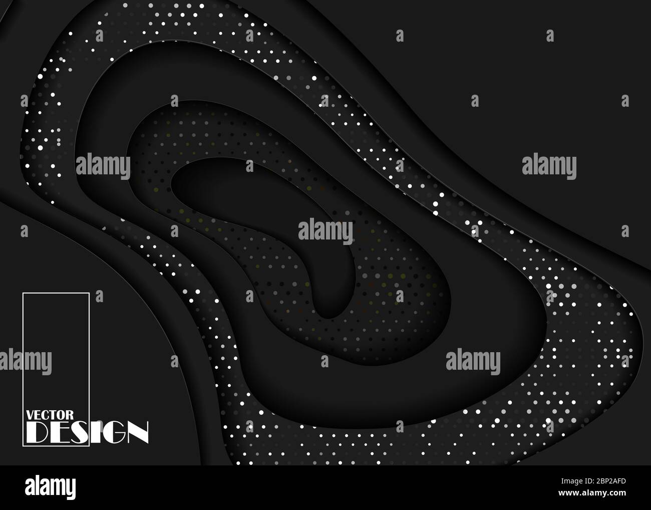 Black paper cut background. Abstract realistic papercut decoration ...