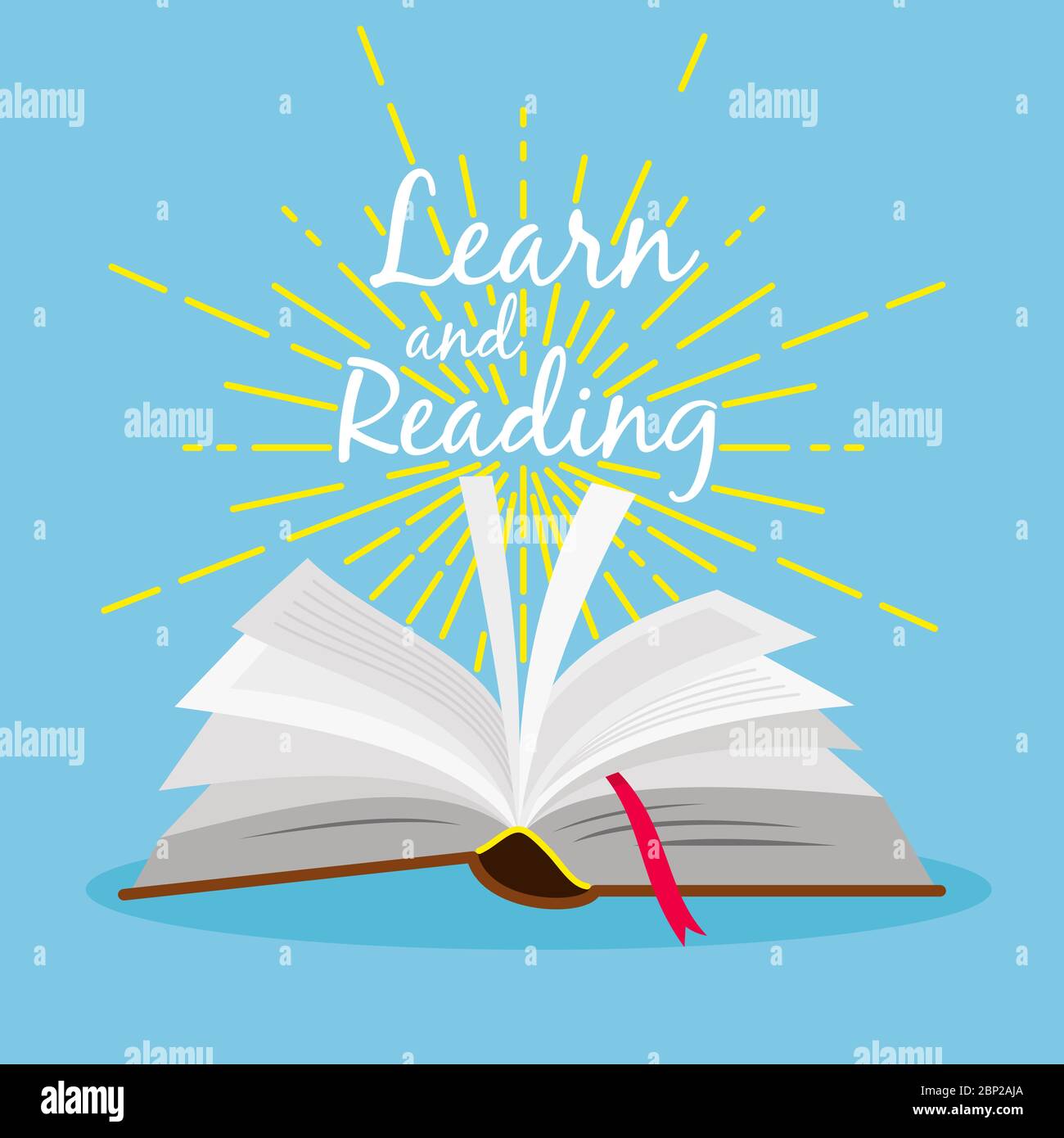 Book learn poster. Open book with gold star linear explosion vector ...