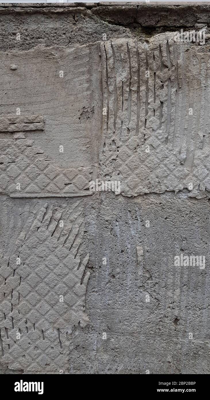 Mesh pattern scratched texture of grey cement prepared for under wall ...