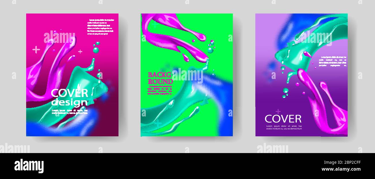 Set of Vector Poster Templates with Paint Splash Stock Vector Image ...