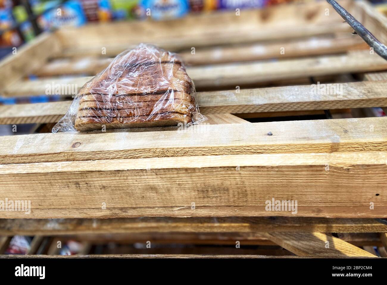 An empty bread tray. Mobile photo Stock Photo - Alamy
