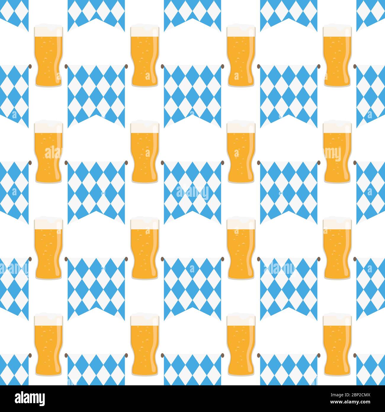 Munich beer festival flags and glass of beer seamless pattern ...