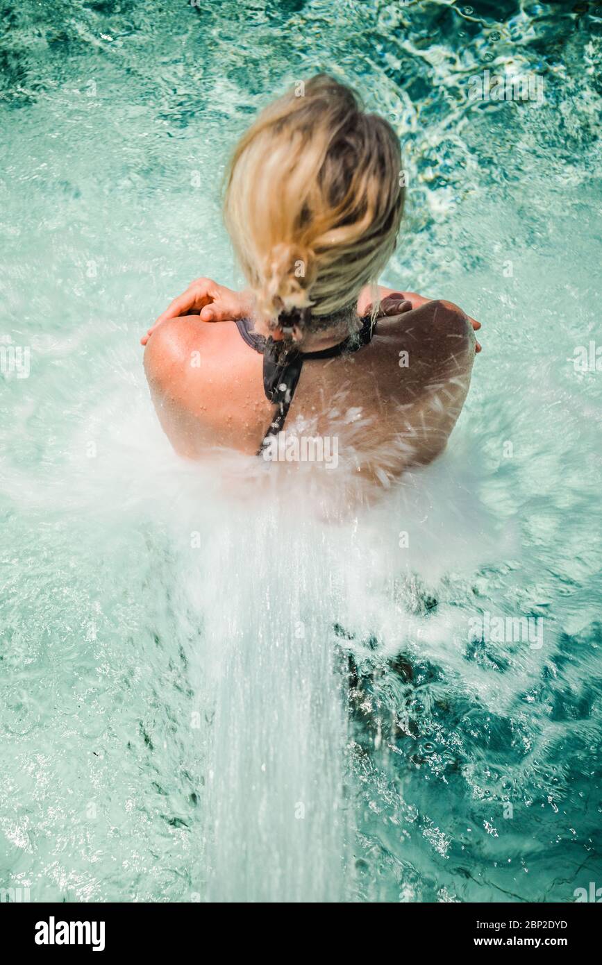 Senior woman jacuzzi hi-res stock photography and images - Alamy