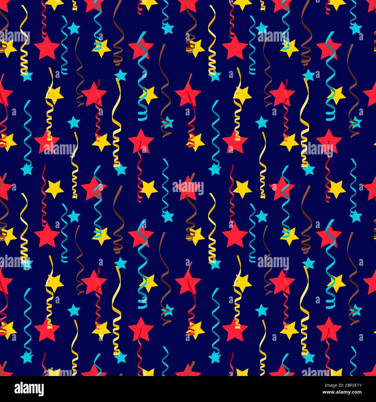 Festive seamless pattern with colorful stars and serpentine for ...