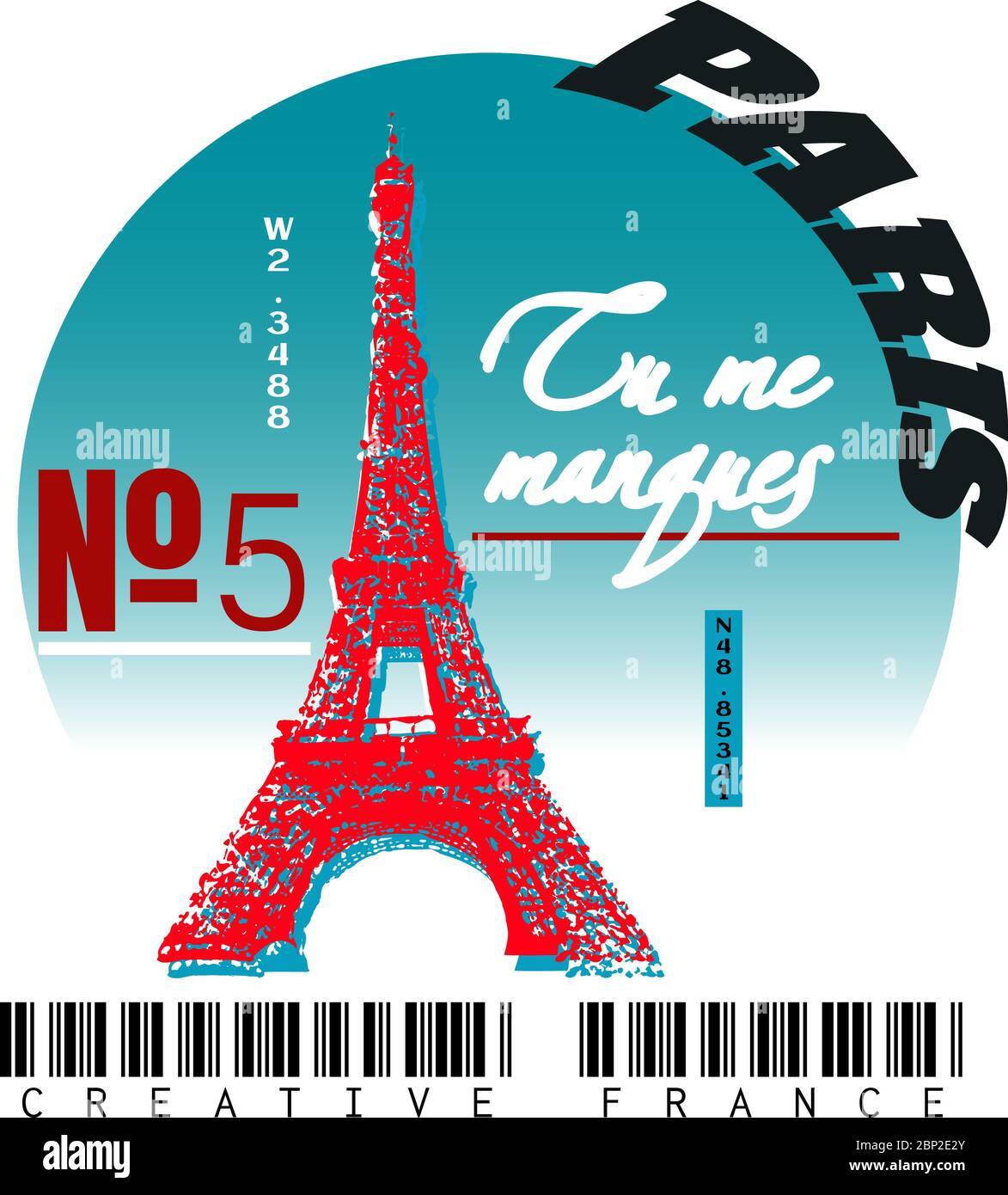 Inscription Paris slogan on the background of the tower, to print on t ...