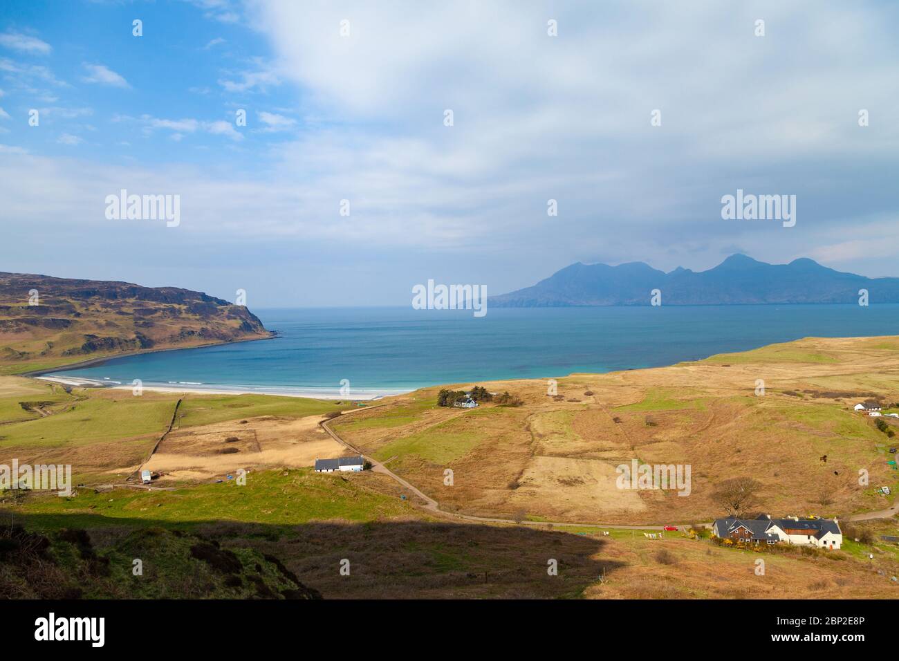 The Bay of Laig from the hill Sgorr an Fharaidh Eigg Scotland Stock ...