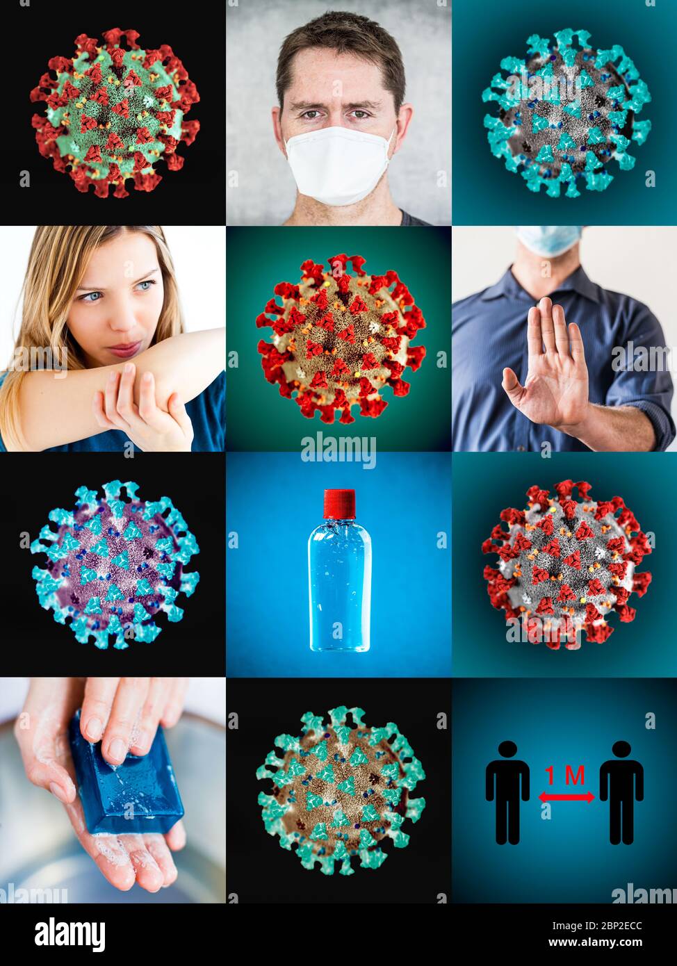 Illustration of barrier gestures to prevent the spread of COVID 19 ...
