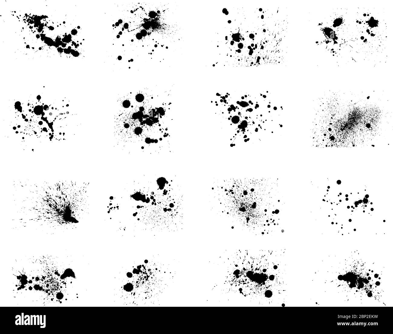 Ink blots. Inked splatter drops isolated on white background, vector ...
