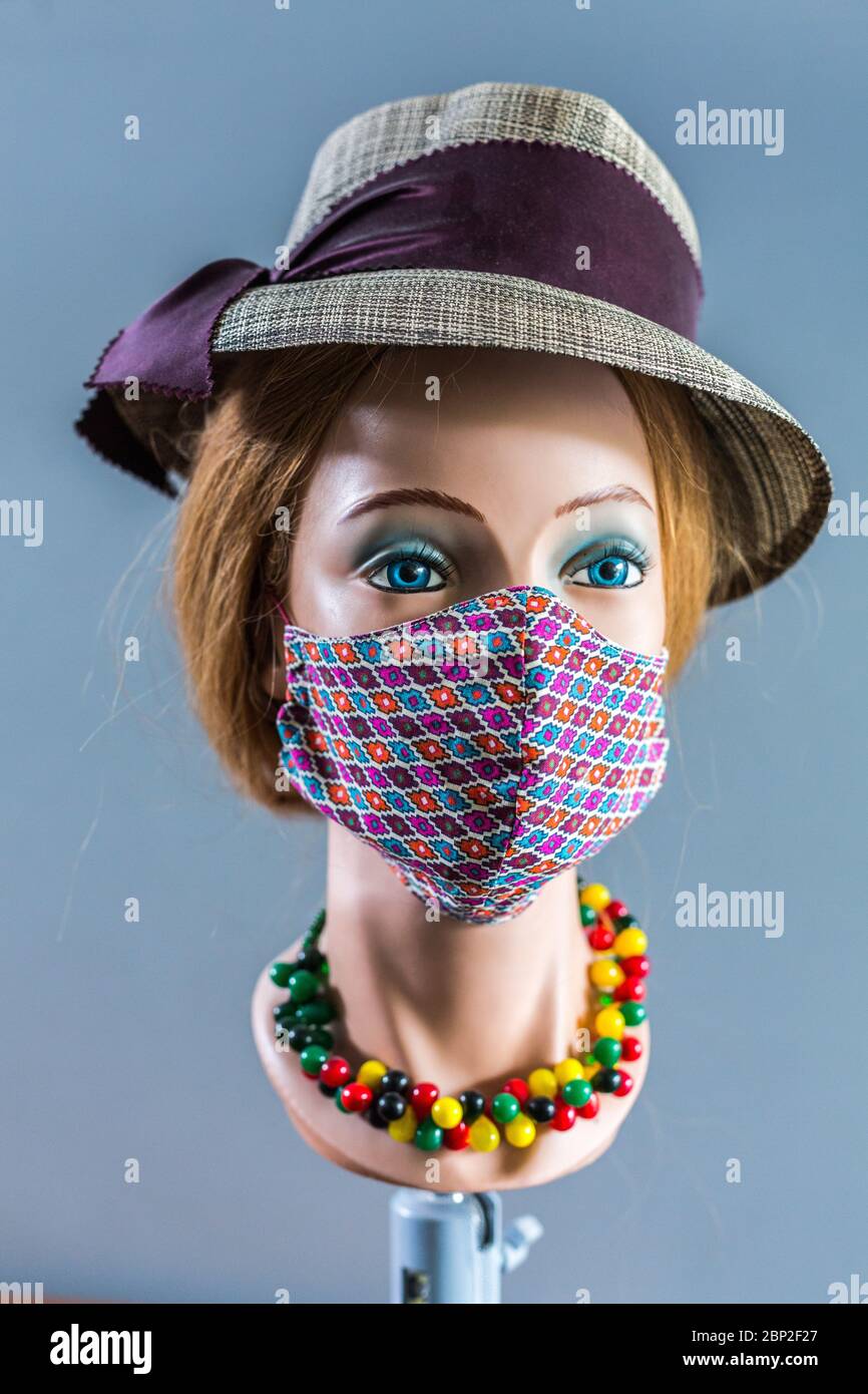 Woman wearing homemade mask Stock Photo - Alamy