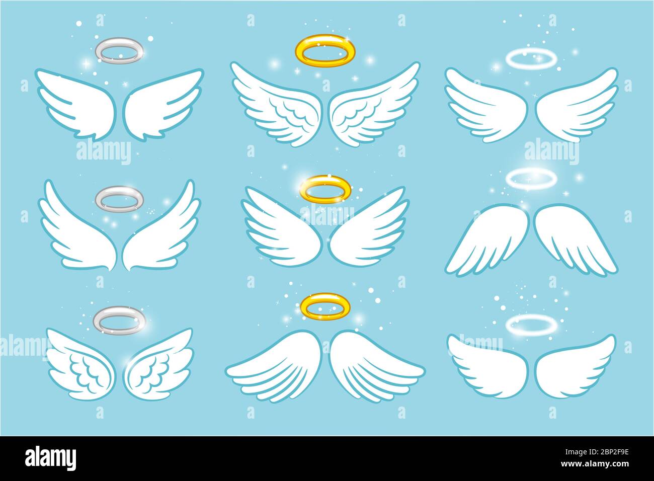 Blue Angel Wings With Halo