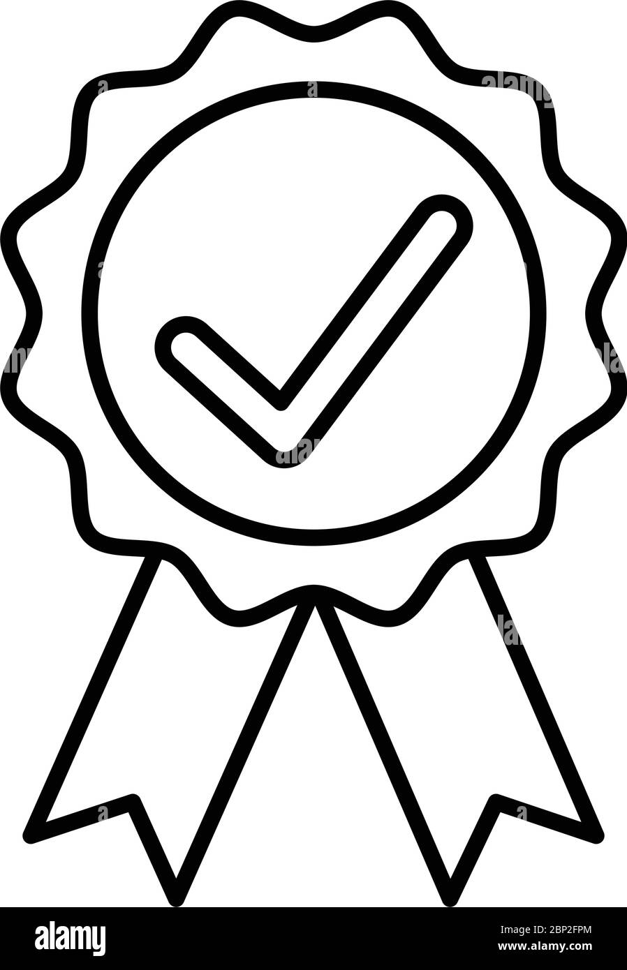 line medal icon with check mark award emblem symbol Vector isolated on ...