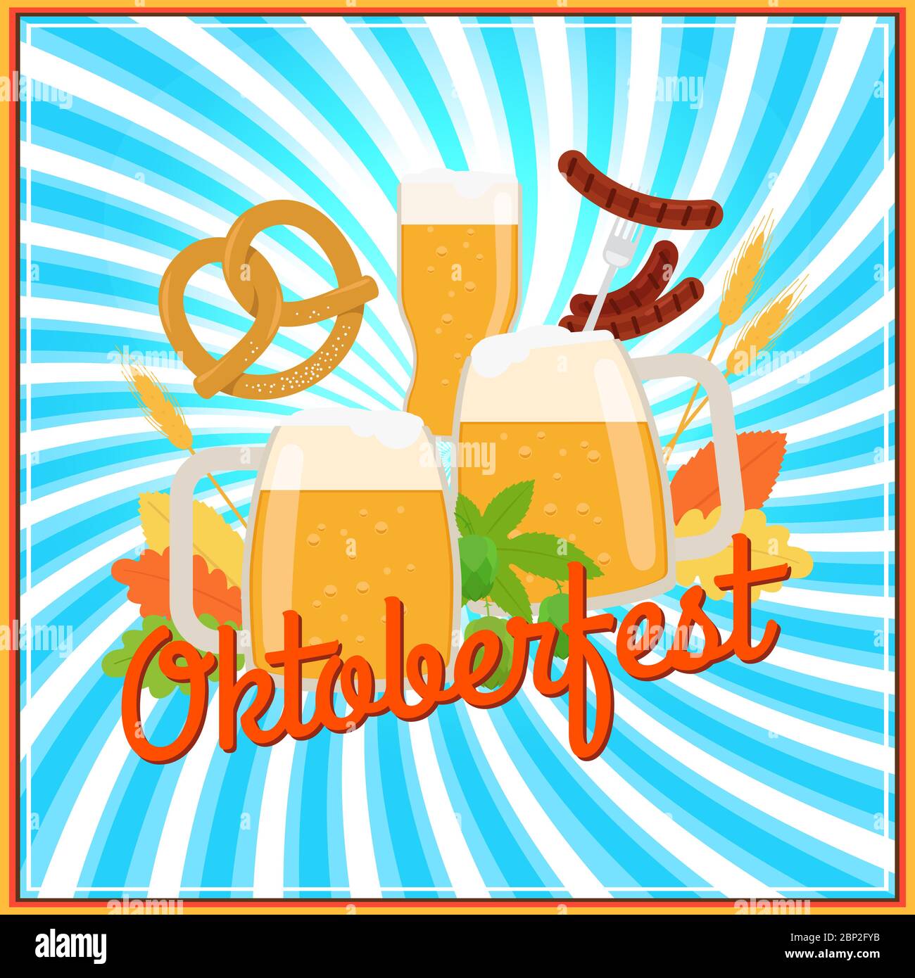 Oktoberfest vector poster banner template with beer and pretzels Stock ...