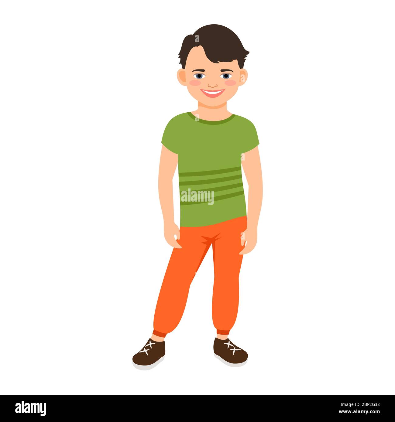 Boy in spring clothes isolated vector illustration on white background ...