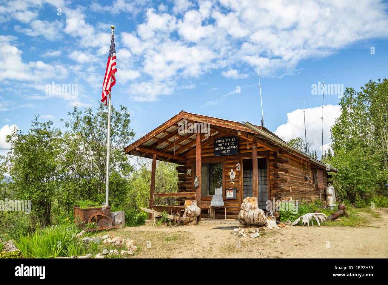 Log cabin post office in Chicken, Alaska Stock Photo - Alamy