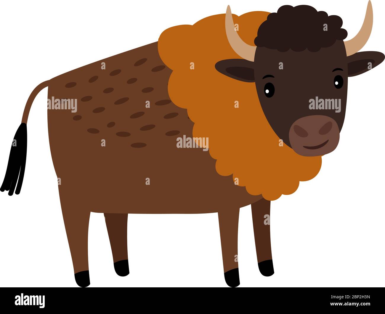 Bison american wild animal cartoon icon isolated on white background ...