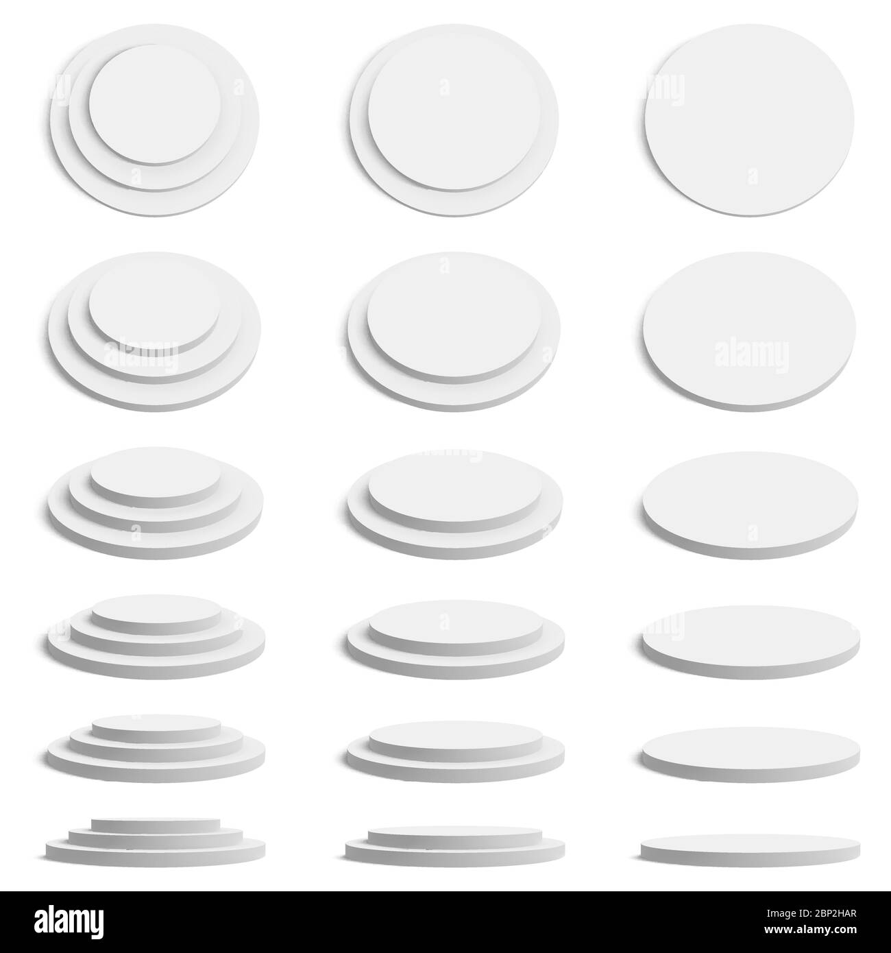 Cylinder 3d platform. Realistic round stand stage, empty geometric ...