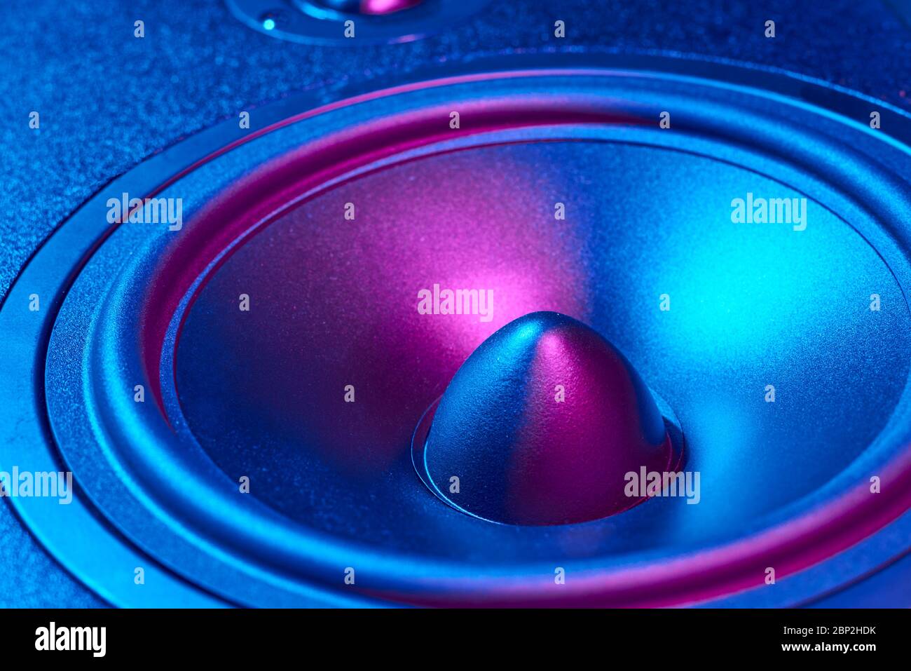 Sound audio speaker with neon lights. Dynamic monitor closeup. Creative ...