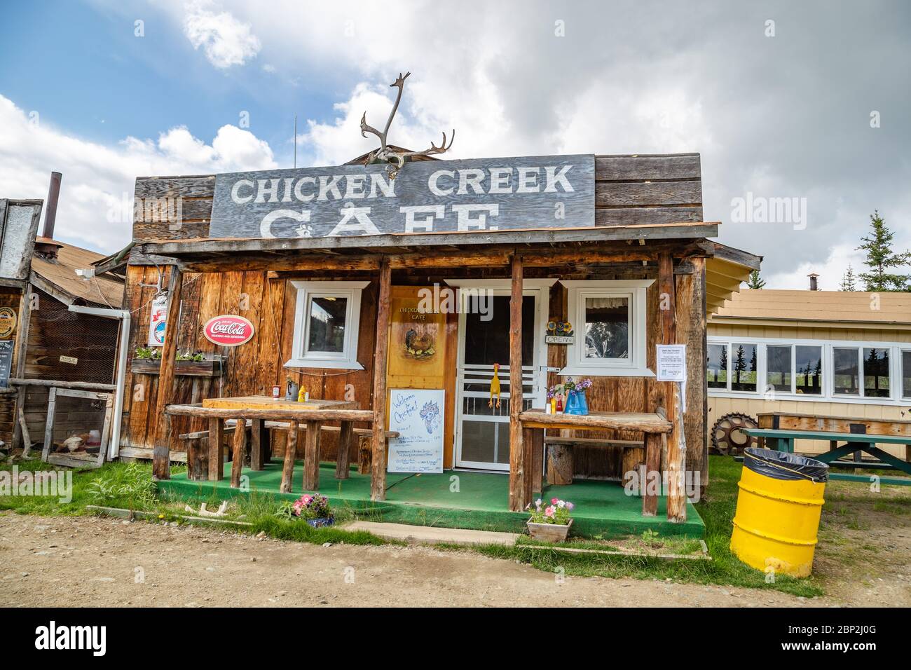 Souvenir shop, saloon and cafe in beautiful downtown Chicken, Alaska is ...
